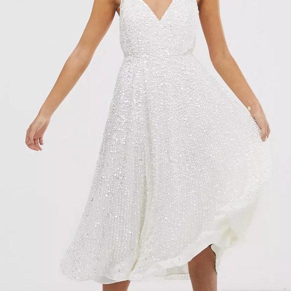 ASOS | Dresses | Asos Edition Eva Embellished Cami Midi Wedding Dress ...